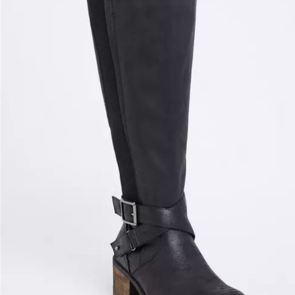 torrid | Shoes | Torrid Black Over The Knee Boots With Buckle | Poshmark